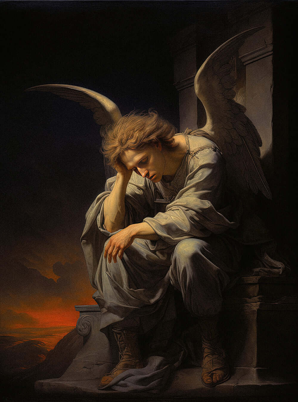 Discover Holysteller's Contemplative Angel Illustration Christian Wall ...