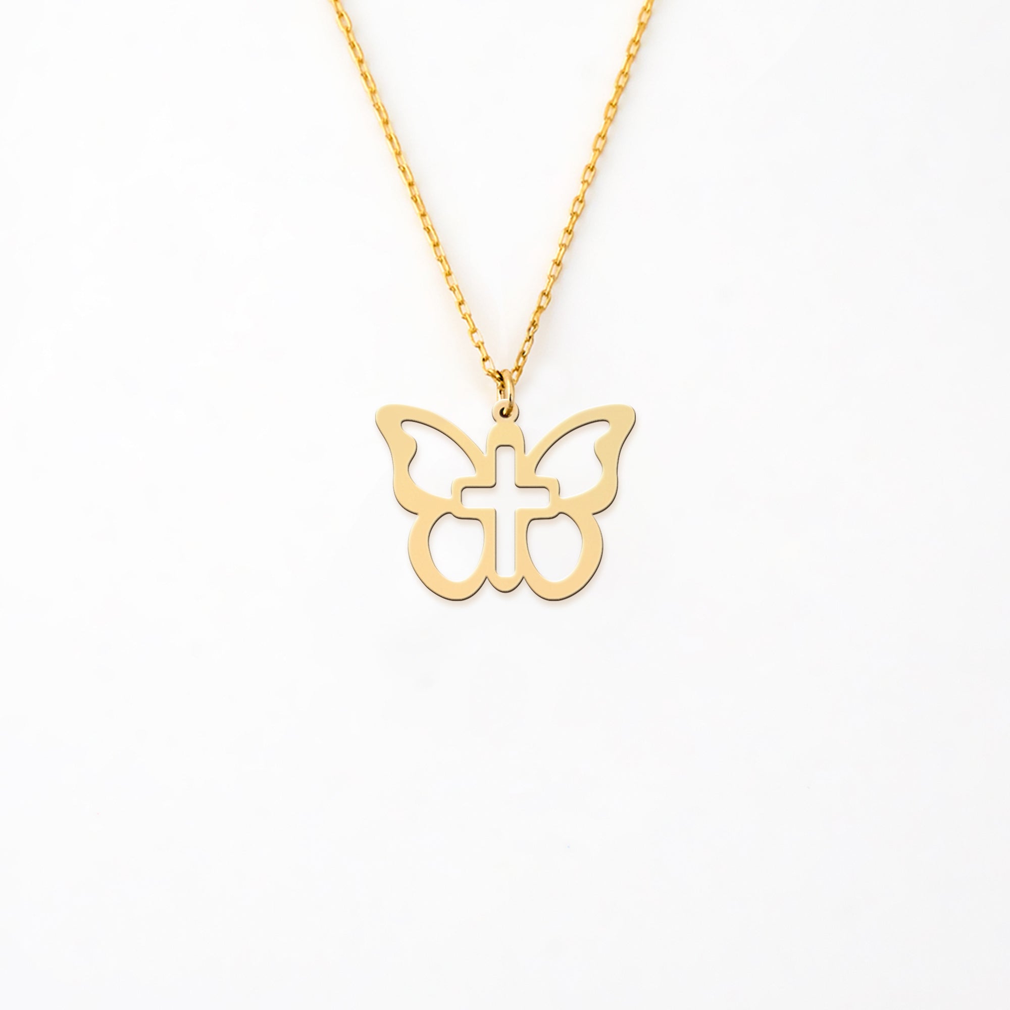 Butterfly Cross Necklace in 925 Sterling Silver – Holysteller